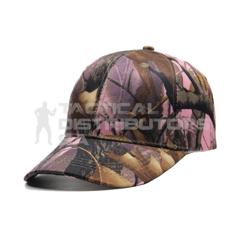 Basic 6 Panel Camo Cap - Pink Bush Pattern